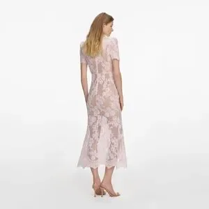 Self-Portrait | Dresses | Selfportrait Blush Pink Floral Lace Midi ...
